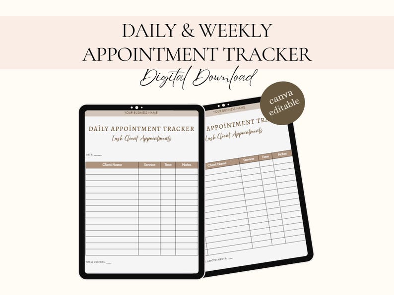 Lash Appointment Tracker Canva Template | Daily & Weekly Planner ...