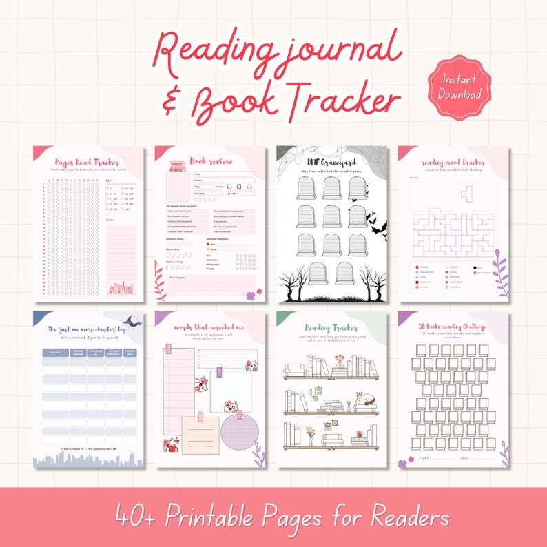 Reading Journal Printable PDF | Book Tracker, Book Review Templates ...