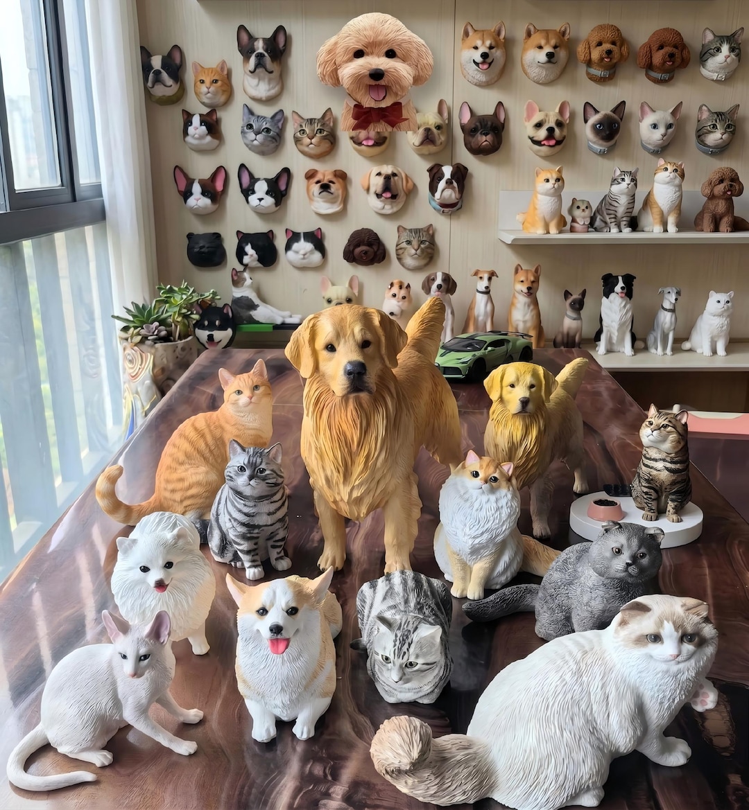 Custom Pet Sculpture, Hand-painted Plaster Cat Dog Figurine, Realistic ...