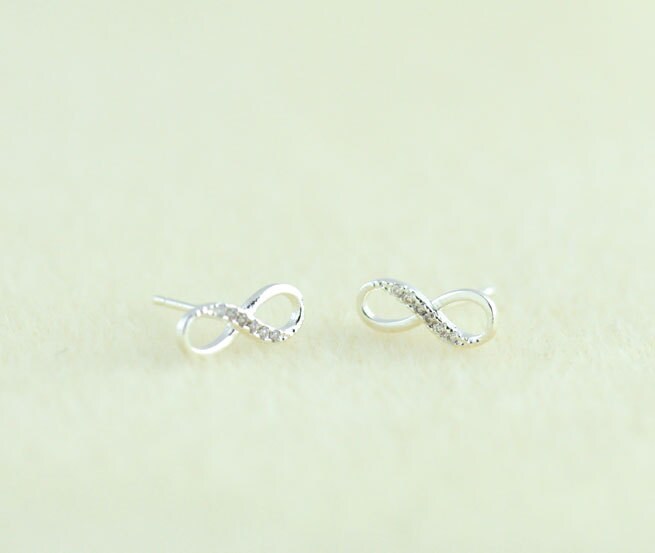 Silver Infinity Earrings Infinity Stud Earrings Infinity - Etsy