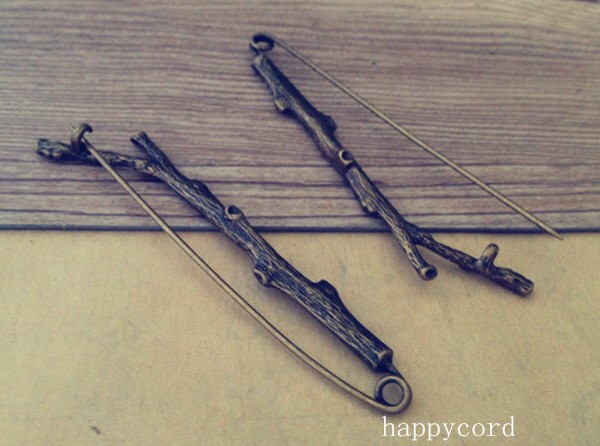 2pcs antique bronze branches brooch Pin 13mmx85mm | Etsy