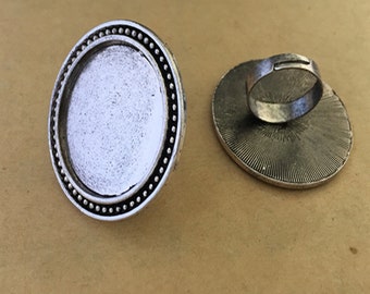 18x25mm Rings Setting, Ring Setting, Silver Antique Bronze Rings ...