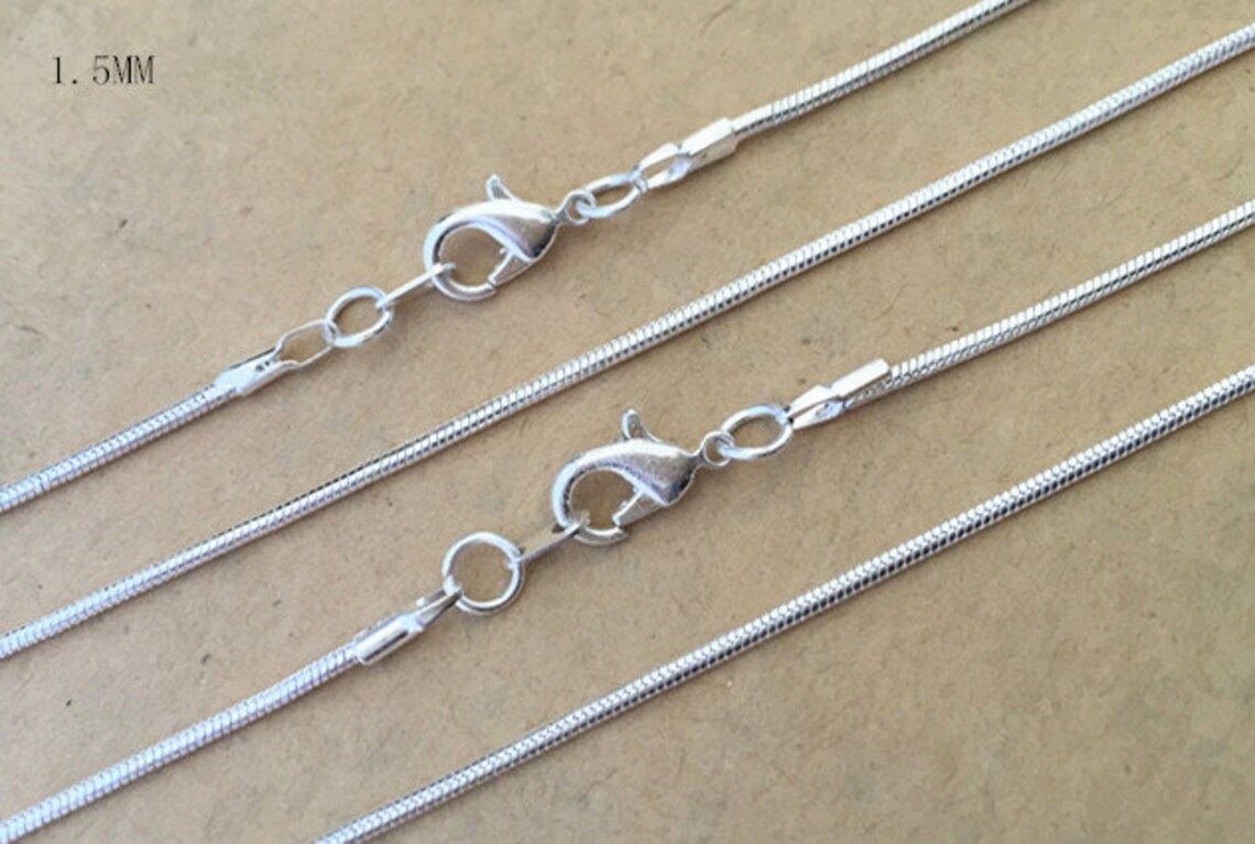 10 Pcs 1.5mm 43cm Silver Color Copper Snake Chain Necklace - Etsy