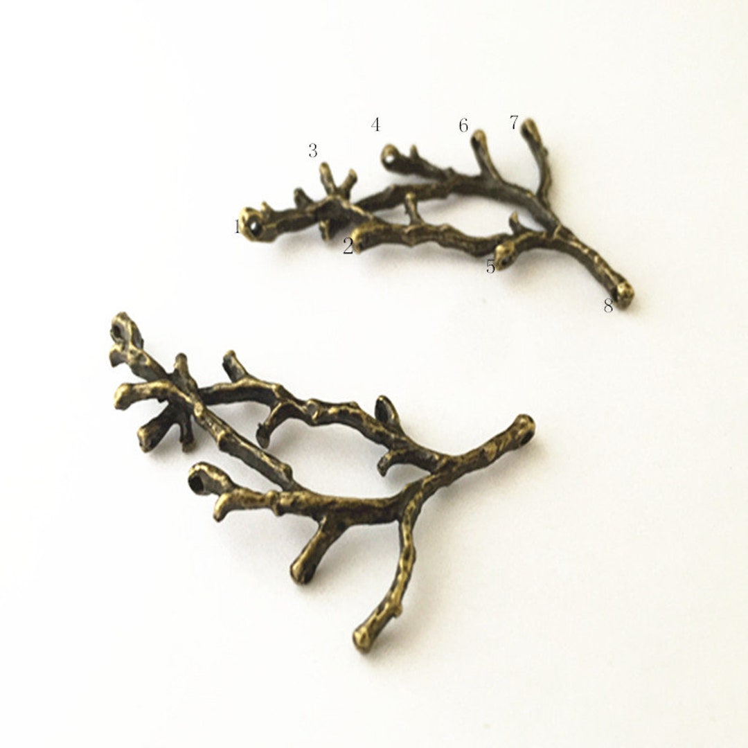 6pcs Antique Bronze Tree Branches with 8 Hole Pendant Charm 27mmx60mm ...