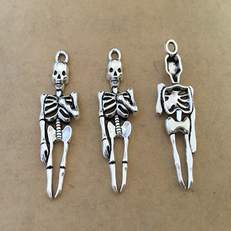 15pcs of Antique Silver Skeleton Pendant Charm 16mmx43mm | Etsy