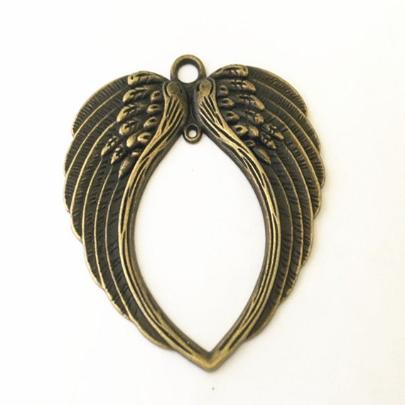 3pcs Antique bronze wings pendant charm 65mmx73mm | Etsy