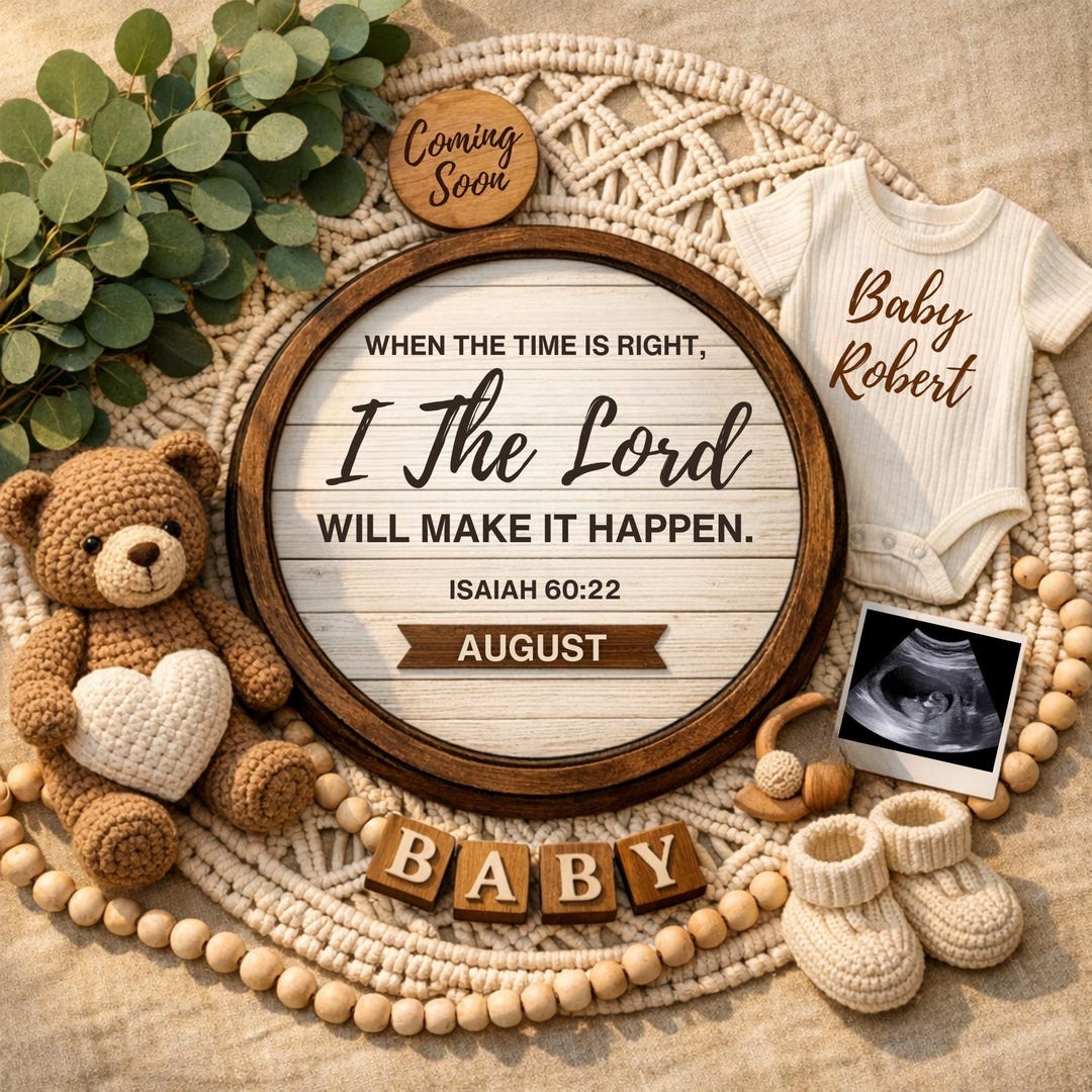 Religious Baby Announcement 2026 | Isaiah 60:22 Christian Pregnancy ...