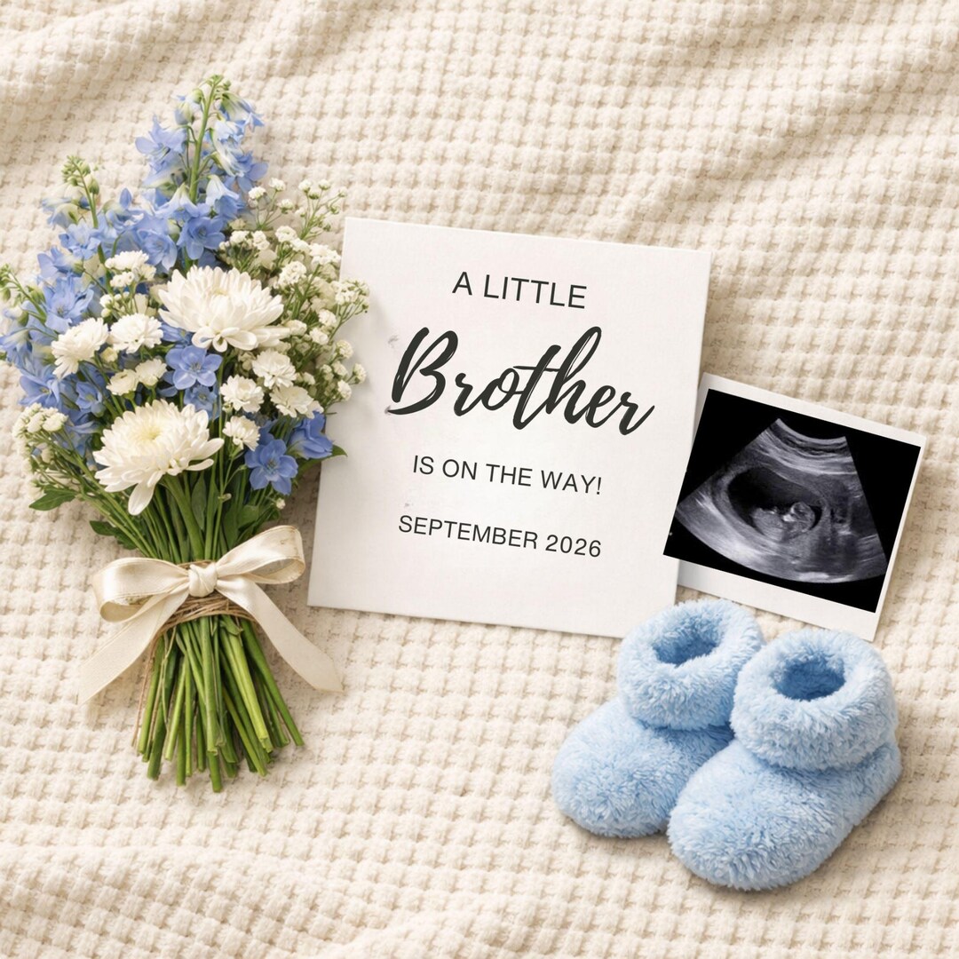 It's a Boy Baby Announcement 2026 | Little Brother Blue Pregnancy ...