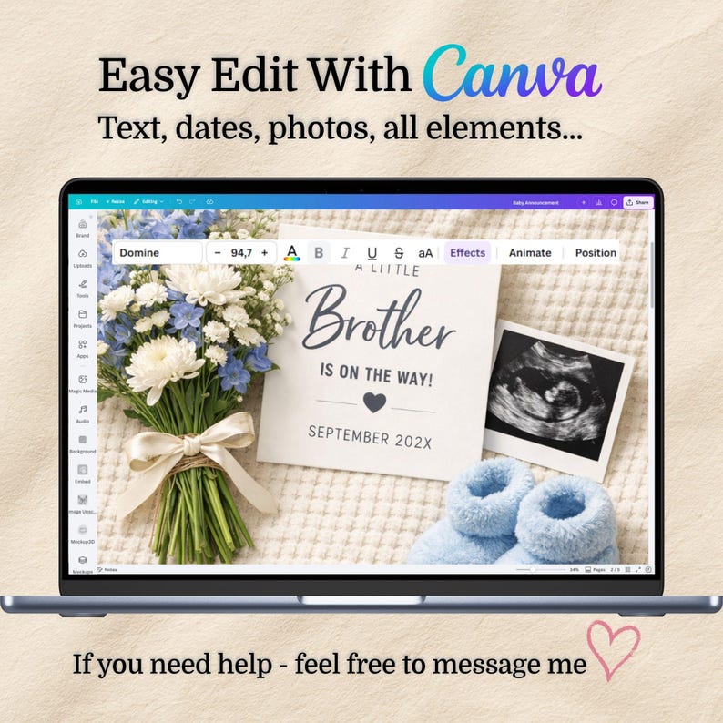 It's a Boy Baby Announcement 2026 | Little Brother Blue Pregnancy ...