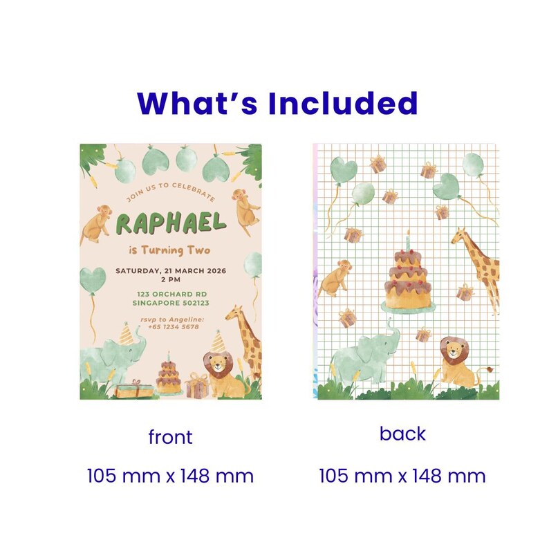 Jungle Safari 2nd Birthday Invitation Brown | Editable Canva Template ...