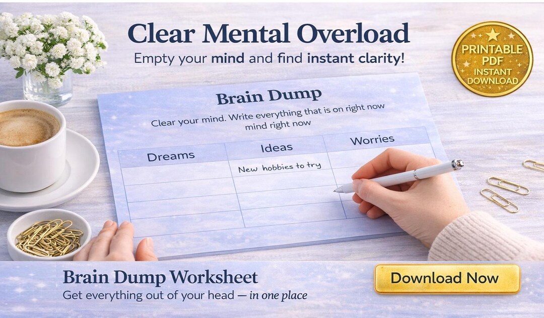 ADHD Brain Dump Worksheet | Mental Clarity Planner (digital Download ...