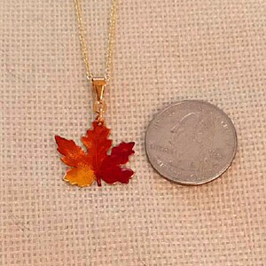 Mini MAPLE LEAF Necklace.gold Chain. Hand Painted in Autumn Colors ...