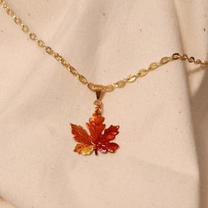 Mini MAPLE LEAF Necklace.gold Chain. Hand Painted in Autumn Colors ...