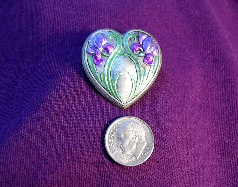 Iris Heart Pin. Hand Painted.purple Bearded Irises - Etsy