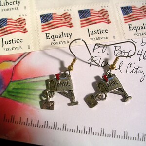 Hand Painted Pewter Finish Mail Box Earrings - Etsy