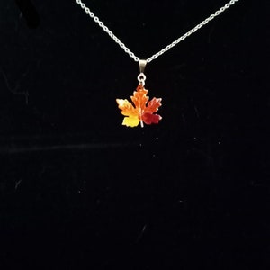 Mini MAPLE LEAF Necklace.gold Chain. Hand Painted in Autumn Colors ...