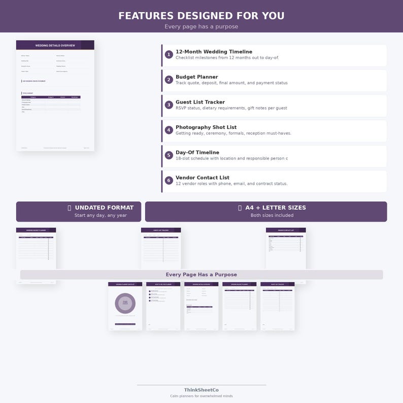 ADHD Wedding Planner Checklist Printable PDF, Digital Wedding Binder ...