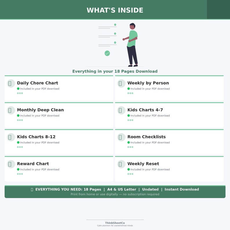 ADHD Household Chore Chart Printable, Family Chore Chart, Cleaning ...
