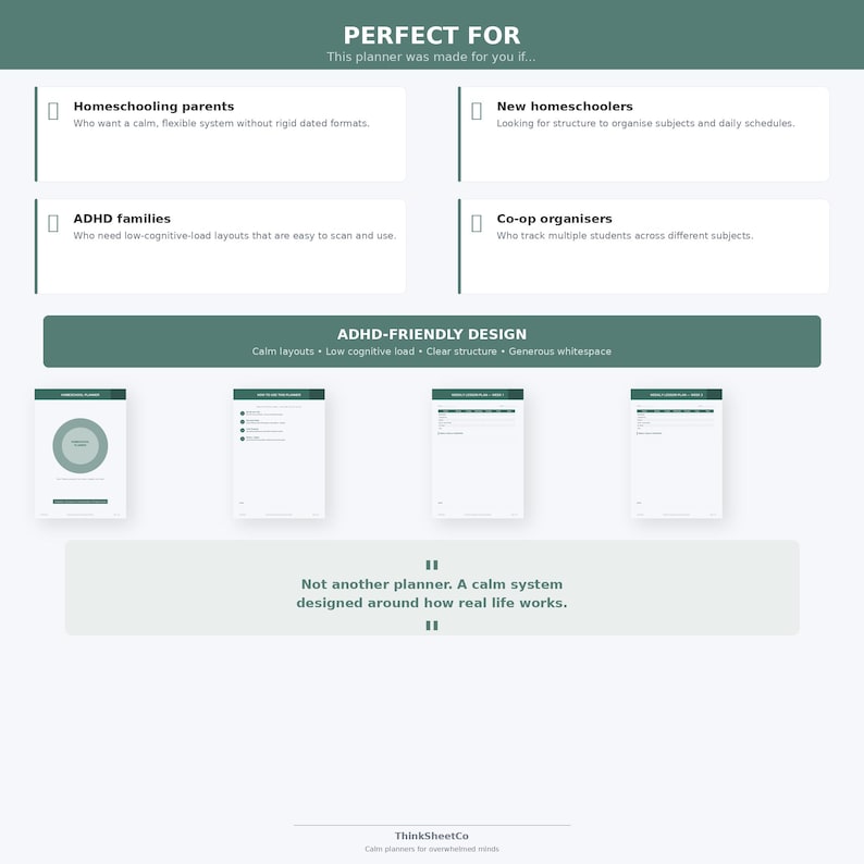 Homeschool Planner Printable PDF, Undated Weekly Lesson Planner, ADHD ...