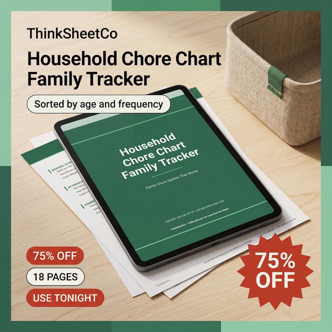 Household Chore Chart Printable, Family Task List PDF, Kids Job Tracker ...