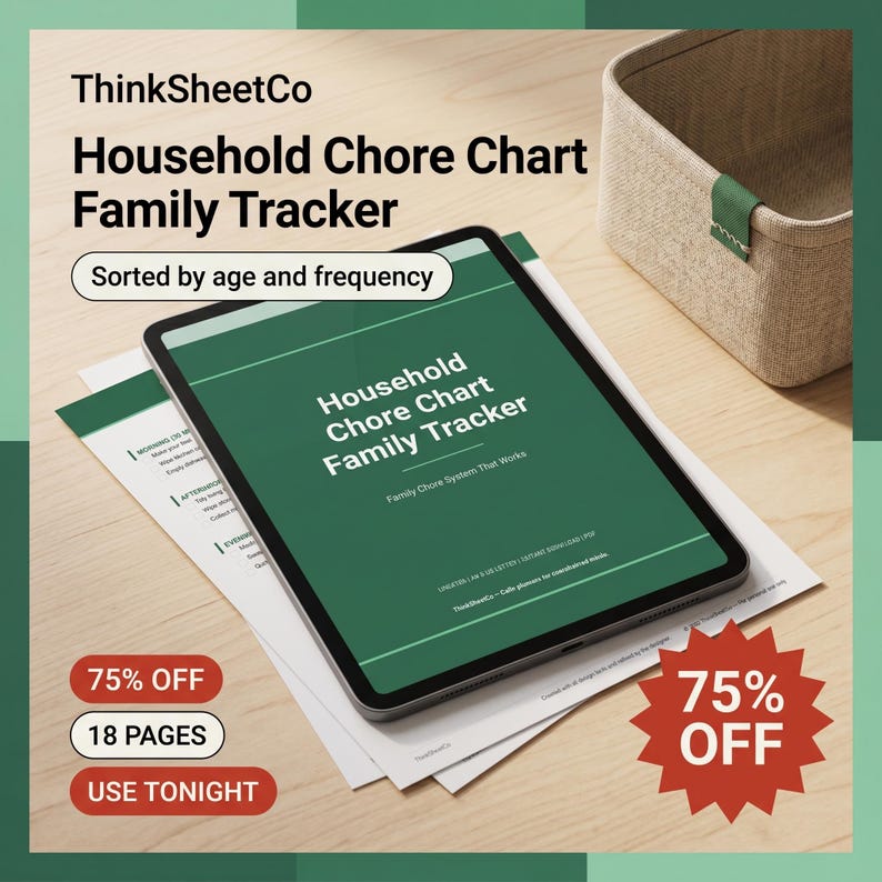 Household Chore Chart Printable, Family Task List PDF, Kids Job Tracker ...