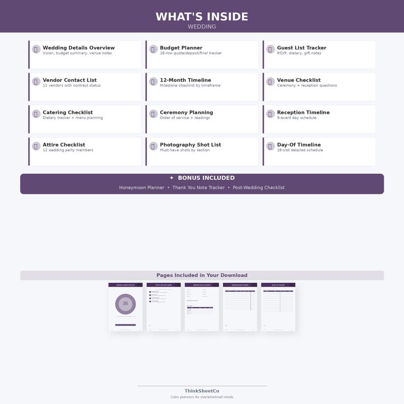 ADHD Wedding Planner Checklist Printable PDF, Digital Wedding Binder ...