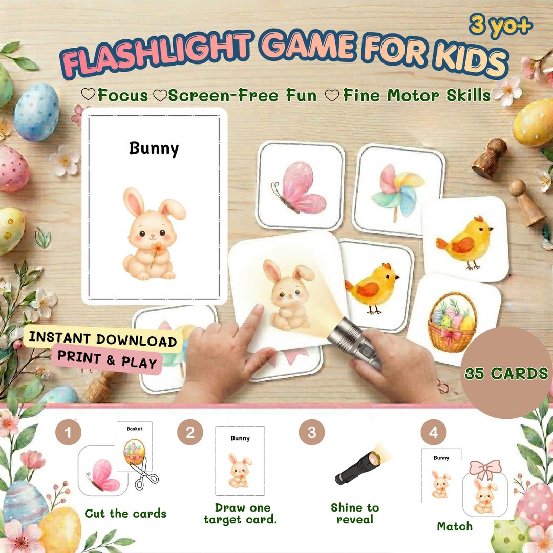 Easter Flashlight Game Printable | Hidden Picture Game Kids | Preschool ...