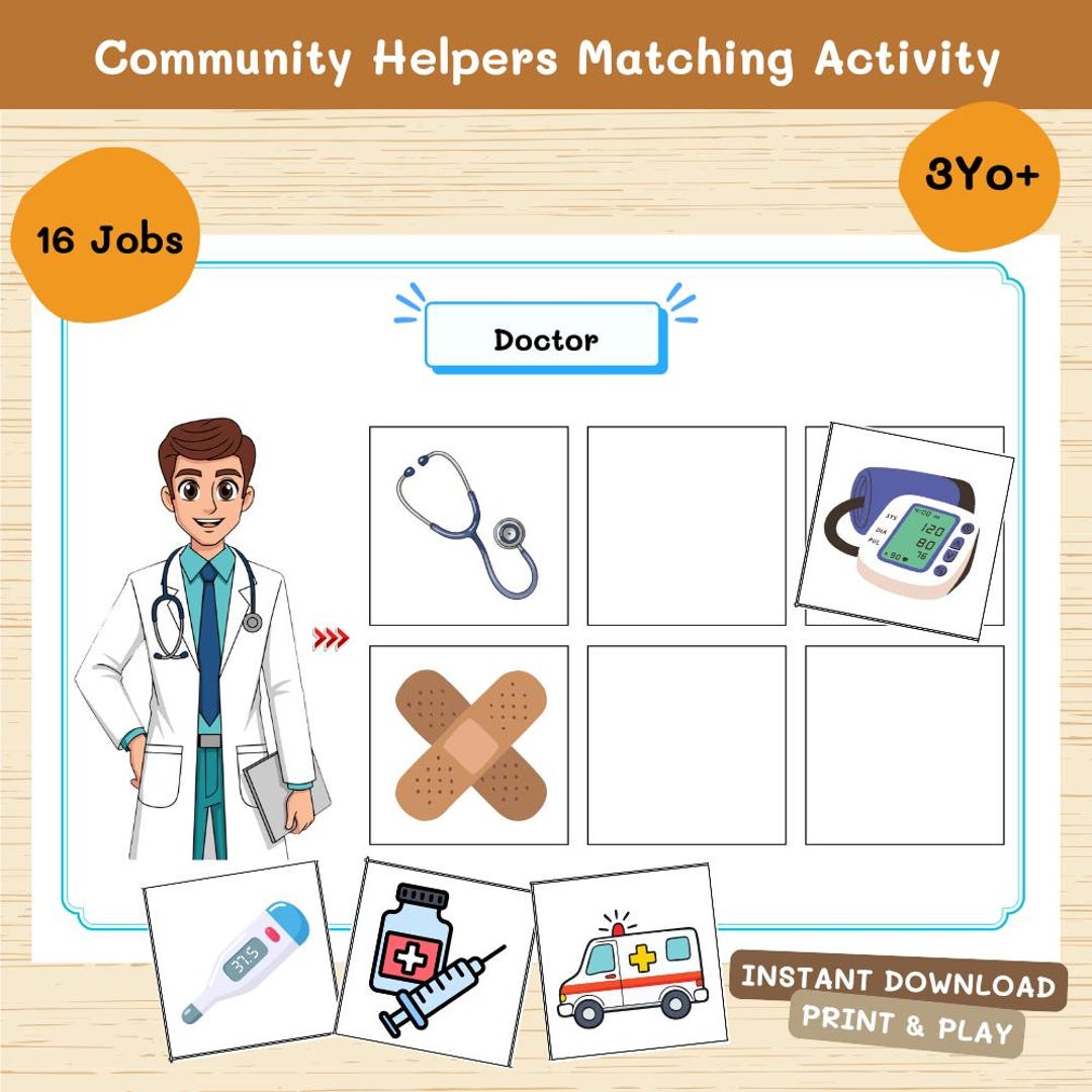 Community Helpers Preschool Activities, 16 Sorting Mats, Jobs and ...