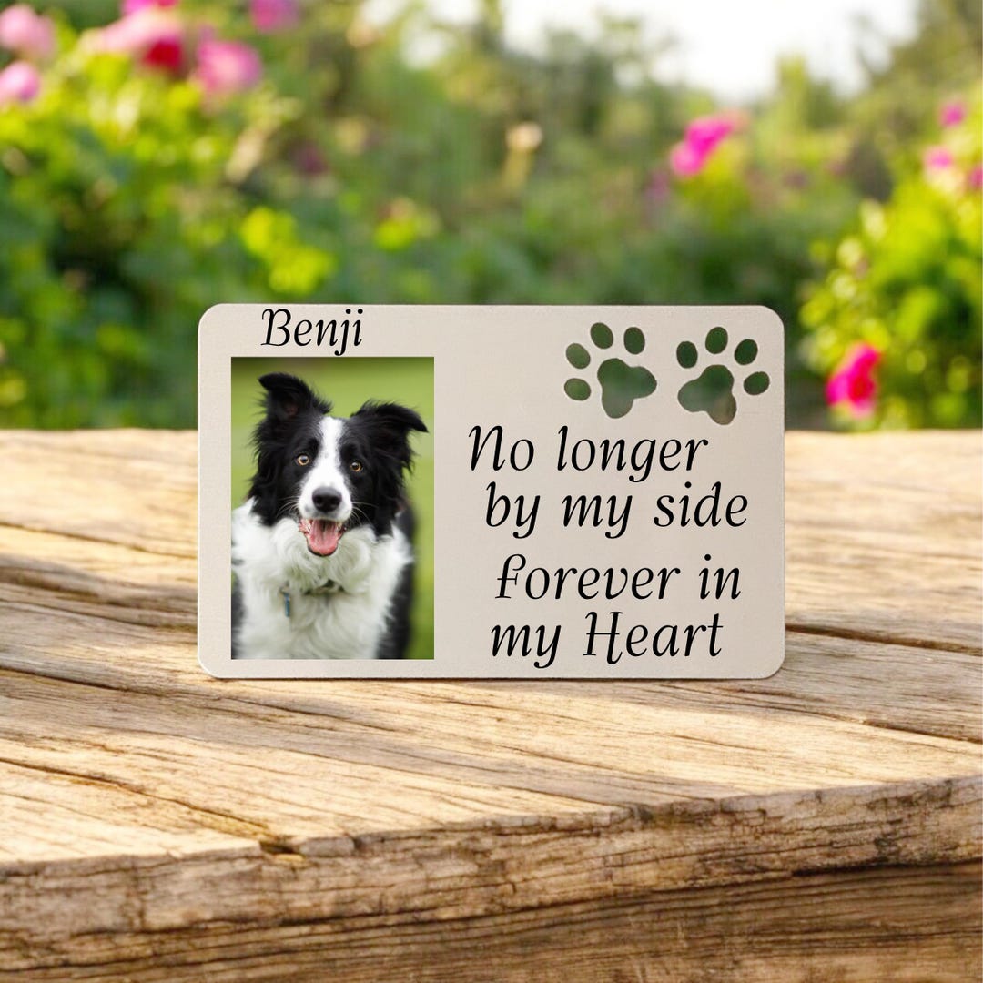 Wallet Card, Pet Memory, Paw Print Design, Brushed Silver Aluminium ...