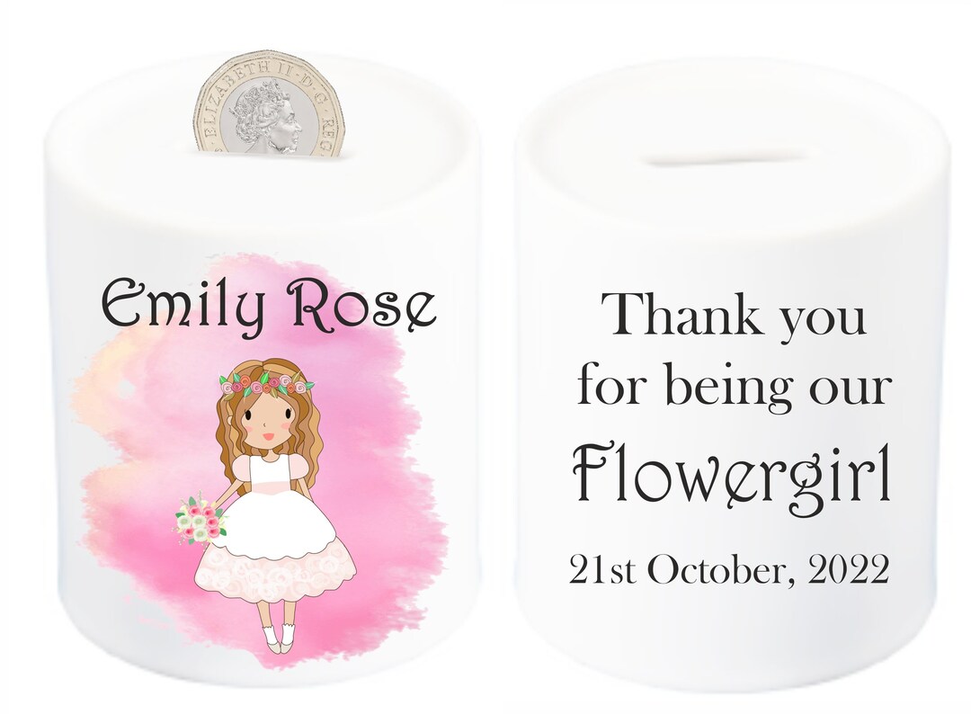 Flower Girl Money Box, Choose Name and Date, Flowergirl or Bridesmaid ...