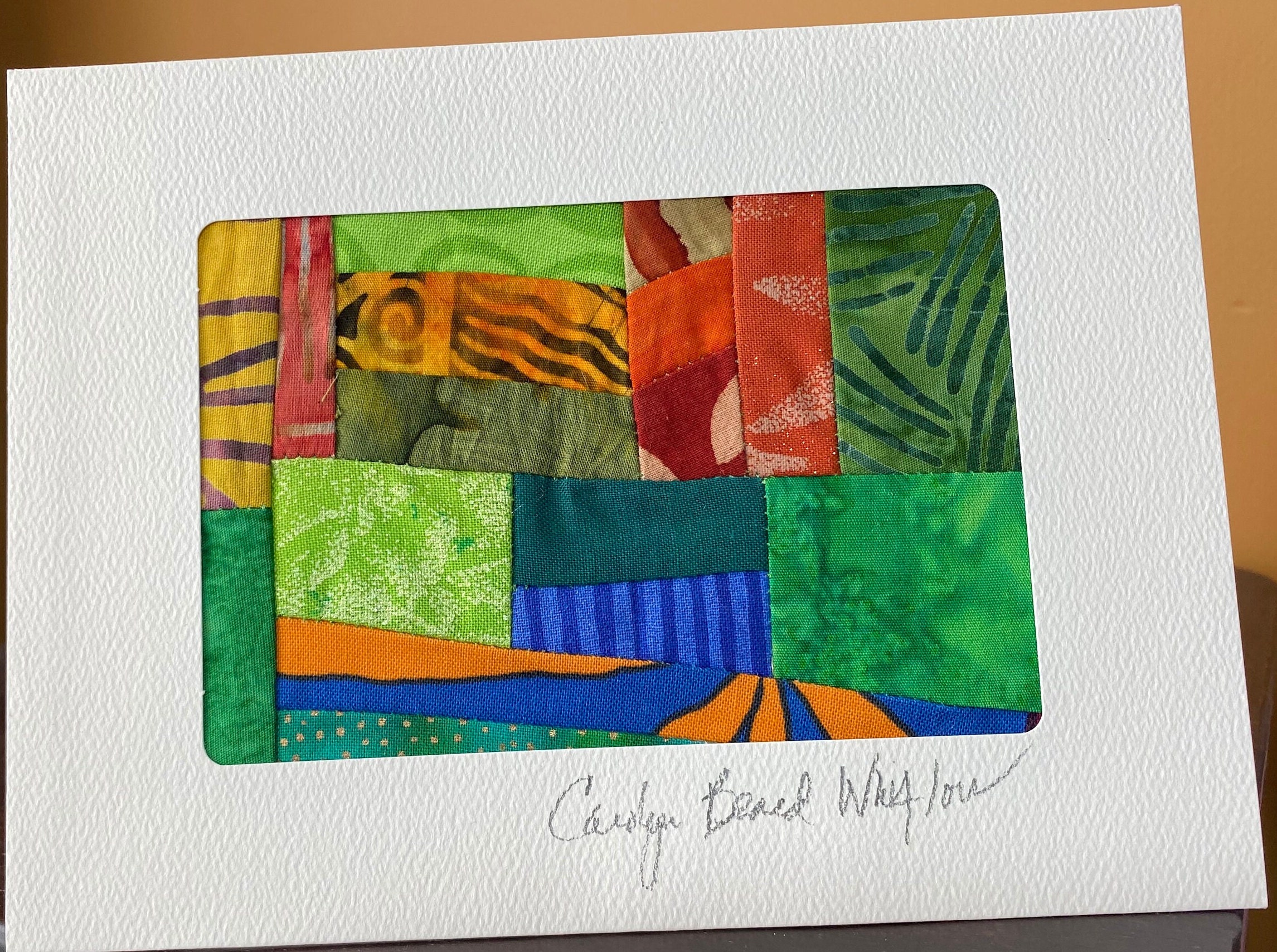 Collage Art Quilt Card//handmade Blank Card//original Design Art Card ...