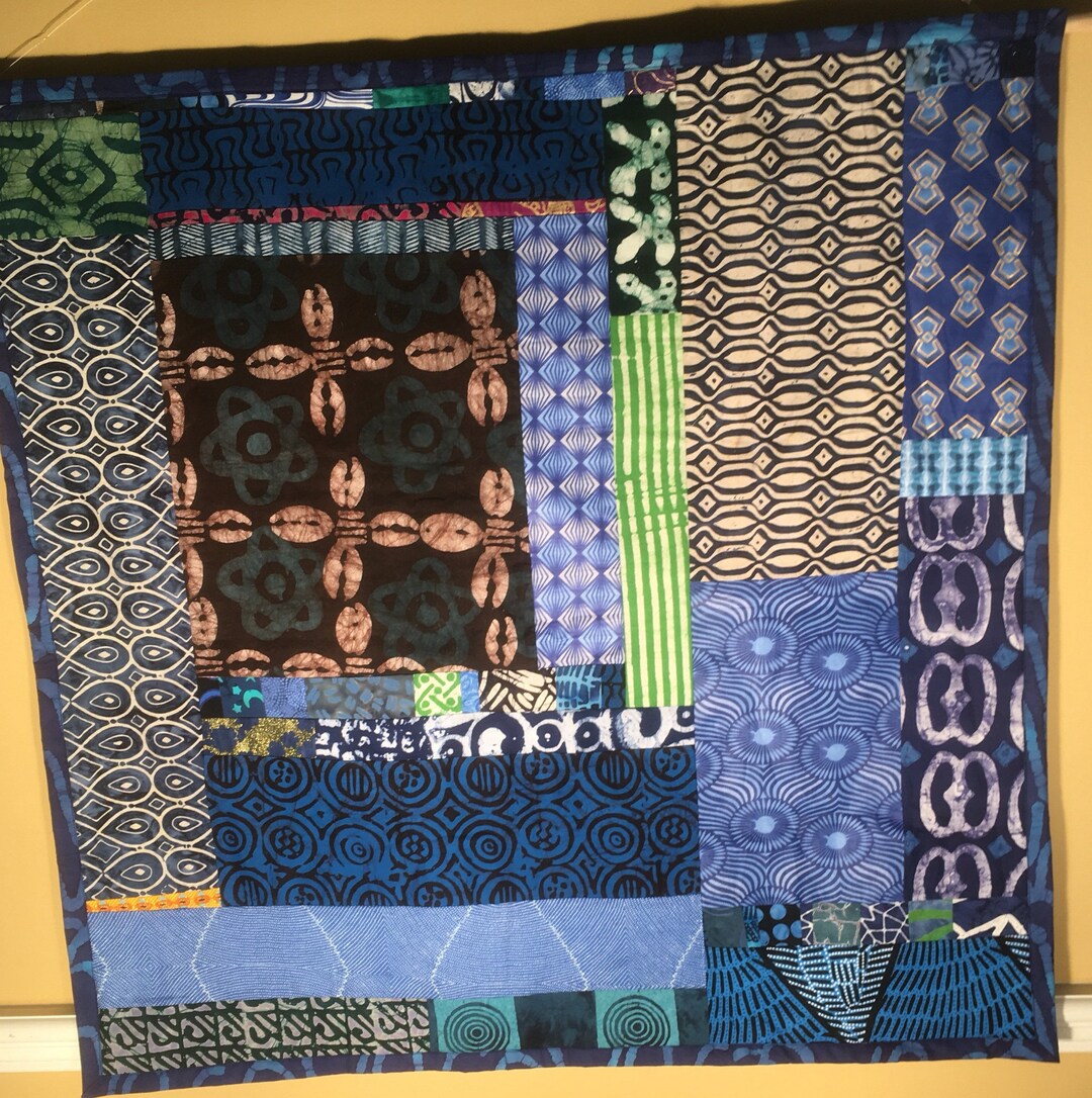 African Batik Art Quilt Wall Hanging: Aboriginal Blues - Etsy