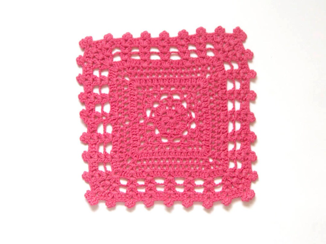 Pink Coral Square Crochet Doily, Hand Dyed Vintage Doily FREE SHIPPING ...