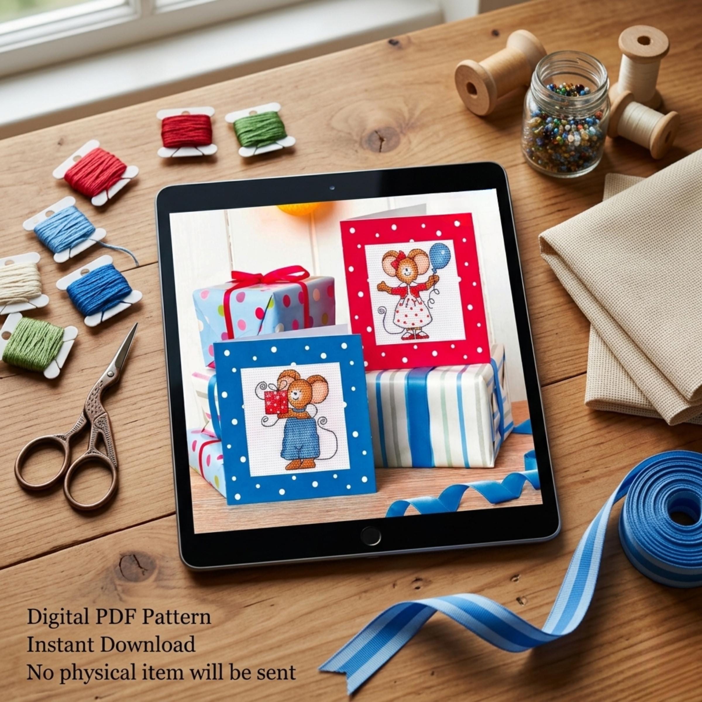 Furry Tales Birthday Card Cross Stitch Patterns, Monty Lizzie Designs ...
