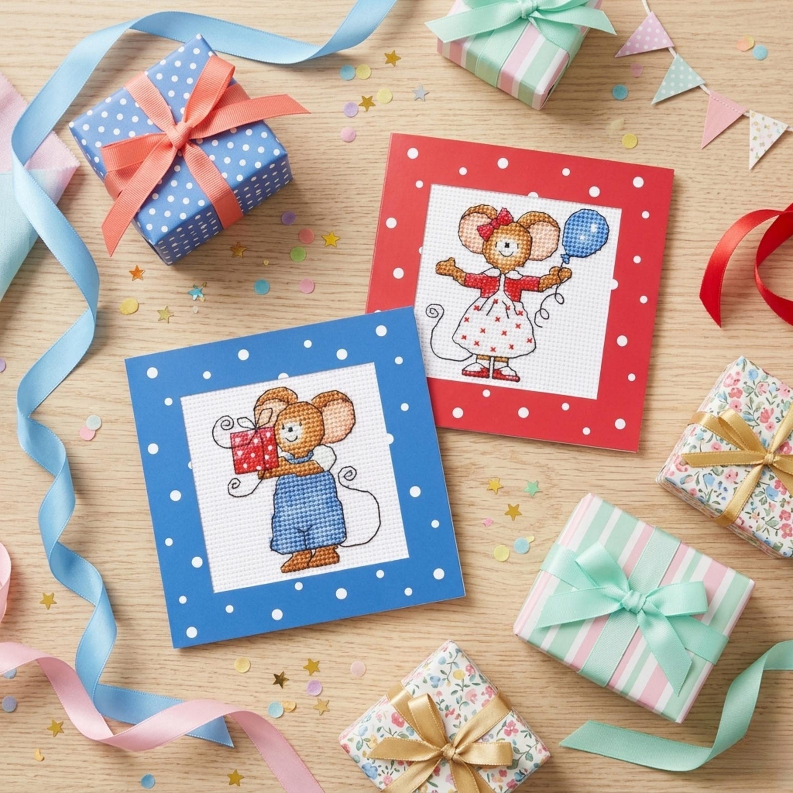 Furry Tales Birthday Card Cross Stitch Patterns, Monty Lizzie Designs ...