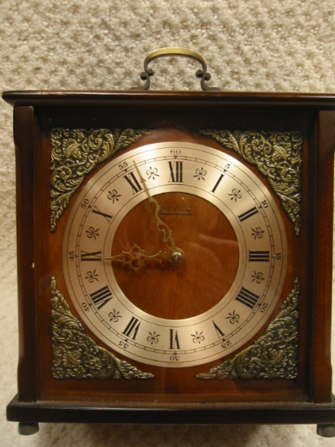 Vintage Rustic Wood Elgin Clock - With Chimes - Walnut Finish - Made in ...