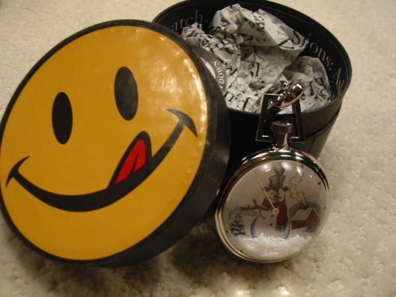 Vintage Joe Boxer "meltdown" Pocket Watch . . . Snowman / Snow Globe ...