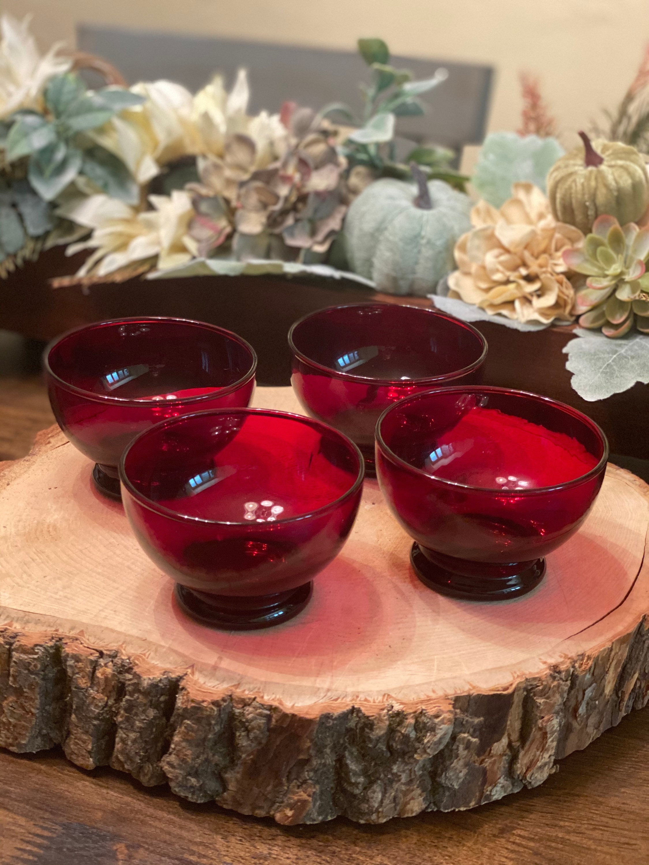 Ruby Red Glass Custard Dishes | Mid Century Dessert Cups, Set of 4 - Etsy