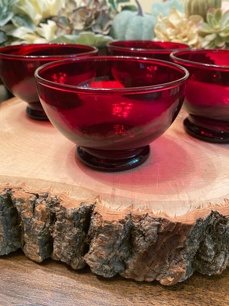Ruby Red Glass Custard Dishes | Mid Century Dessert Cups, Set of 4 - Etsy