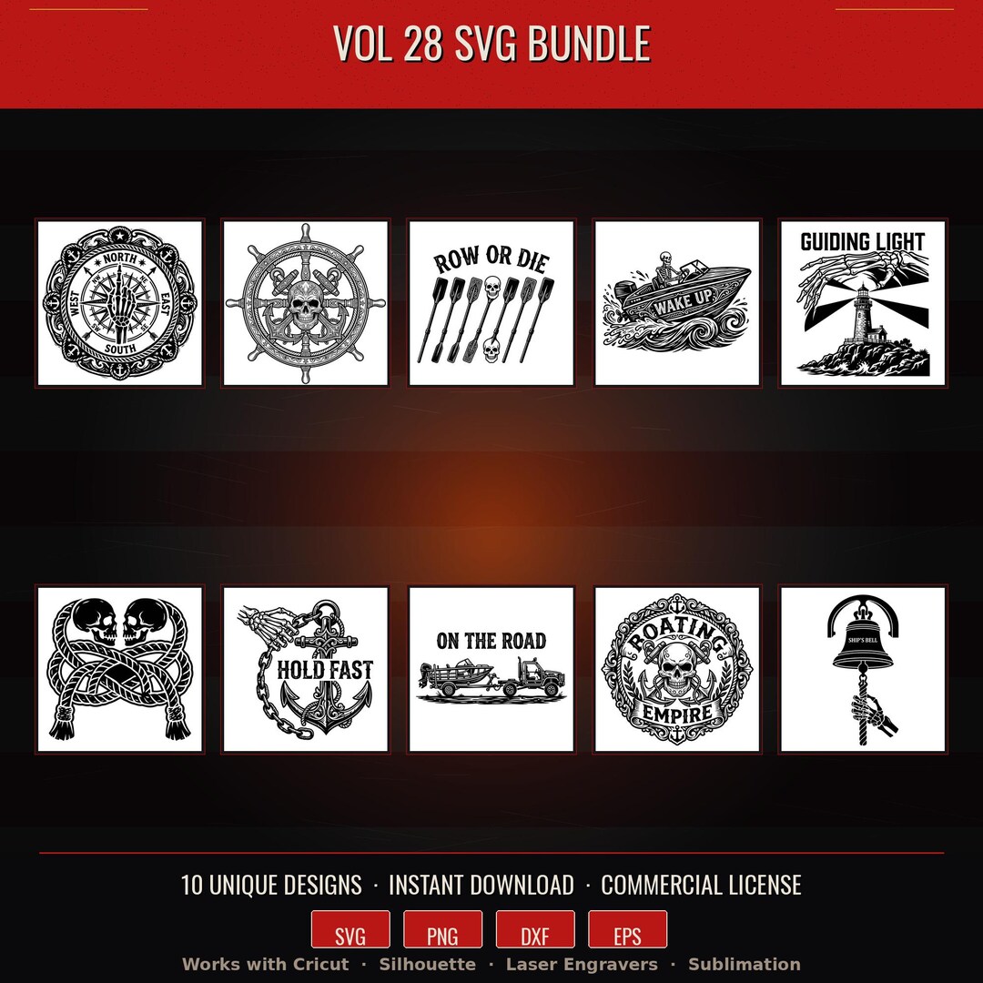 Captain, Water Sports 10 SVG Bundle Boating Cut Files | Instant ...