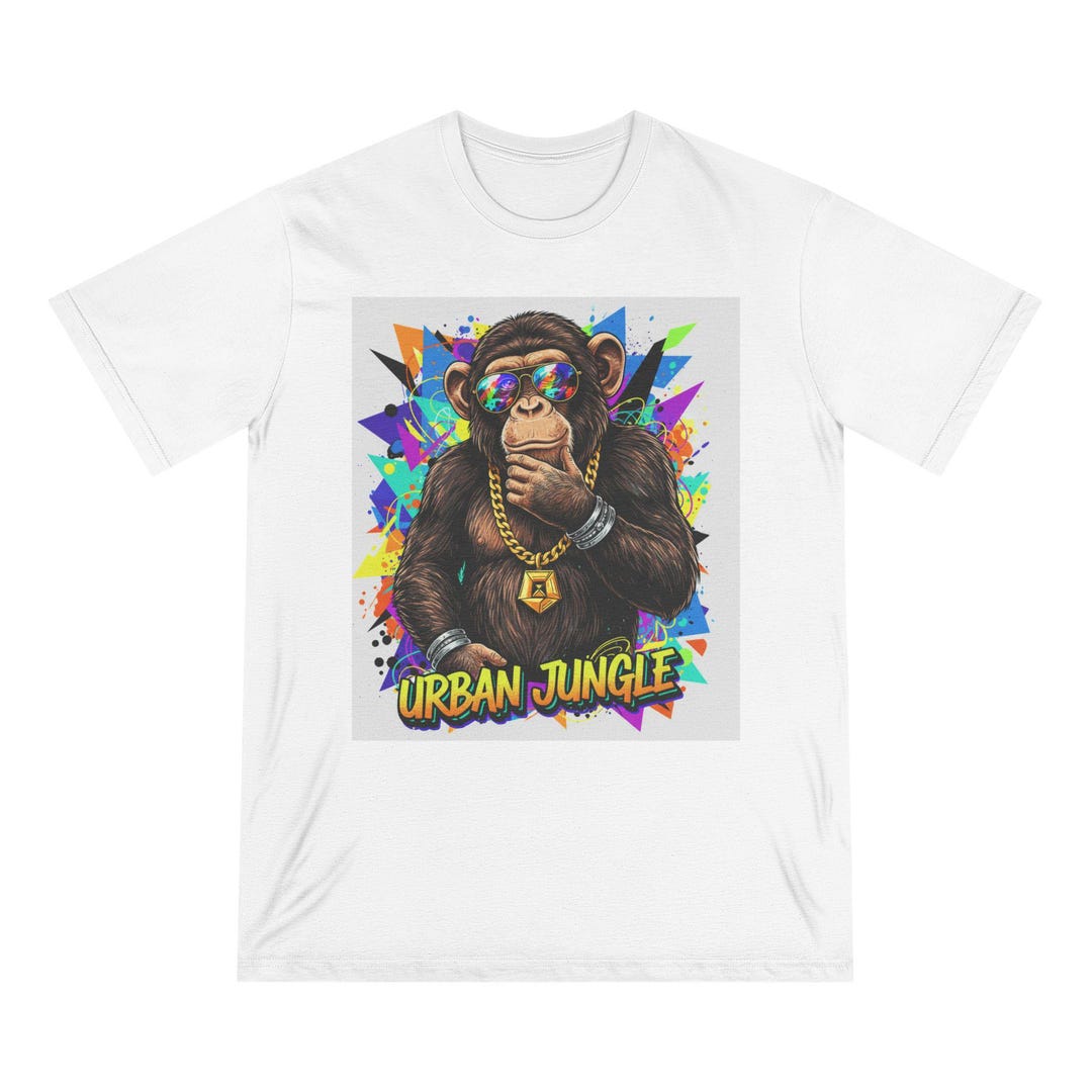 Urban Jungle Monkey Tee | Graphic T-shirt, Colorful Chimp With Gold ...