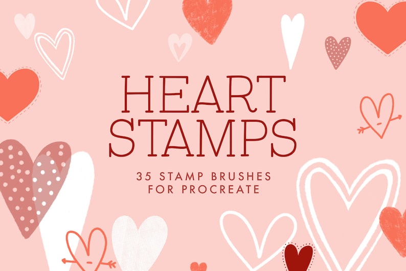 Procreate Heart Stamps, 35 Procreate Brushes, Hearts Procreate Stamp ...