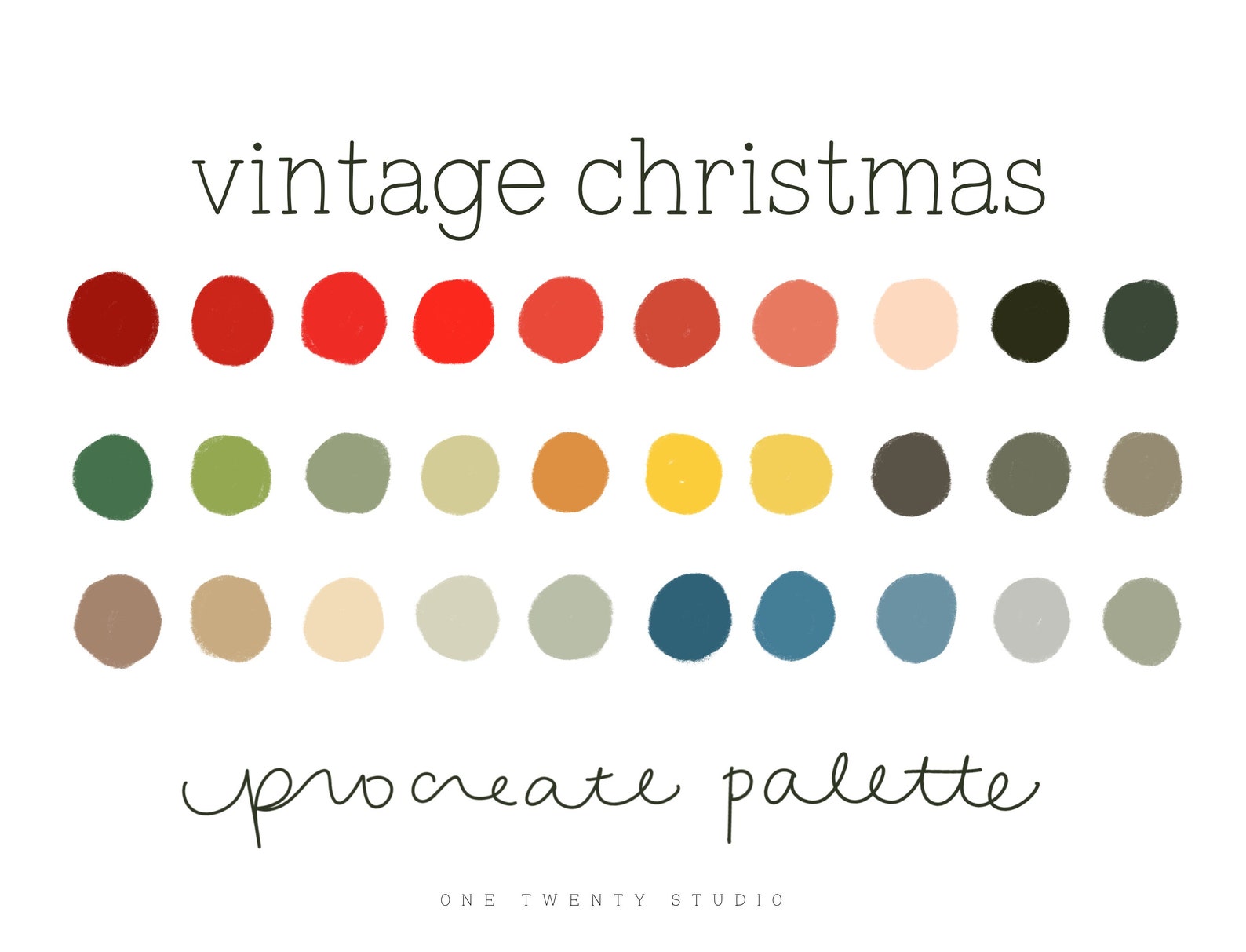 Vintage Christmas Procreate Color Palette, Procreate Palette, Procreate ...