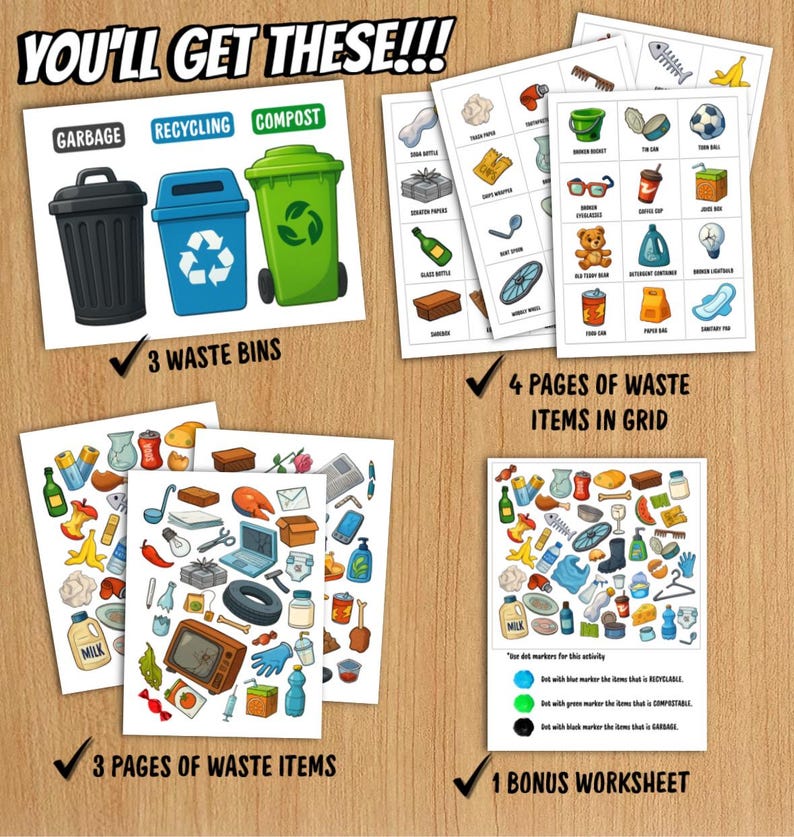 Waste Sorting Activity | Montessori Earth Day Printable Game (PDF ...