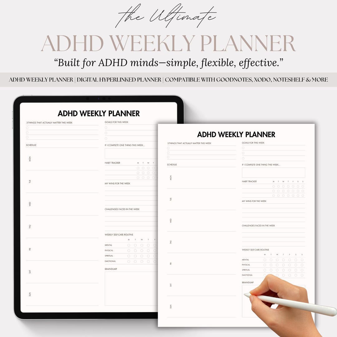 ADHD Weekly Planner | Printable Productivity Planner | Minimalist ...