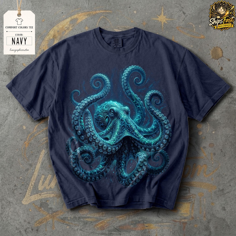 Giant Octopus Comfort Colors Shirt, Vintage Sea Creature Graphic Tee ...