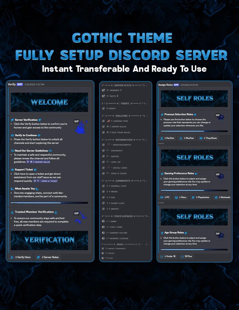 Gothic Discord Server | Dark Theme, Fully Setup (instant Access) - Etsy ...