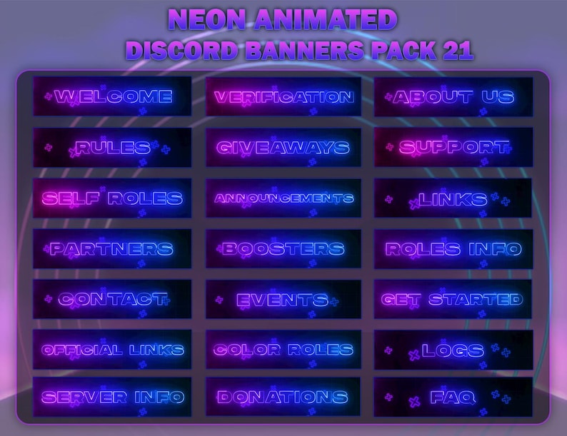 Animated Neon Discord Banners Pack | Glow Style Server Graphics (21 ...