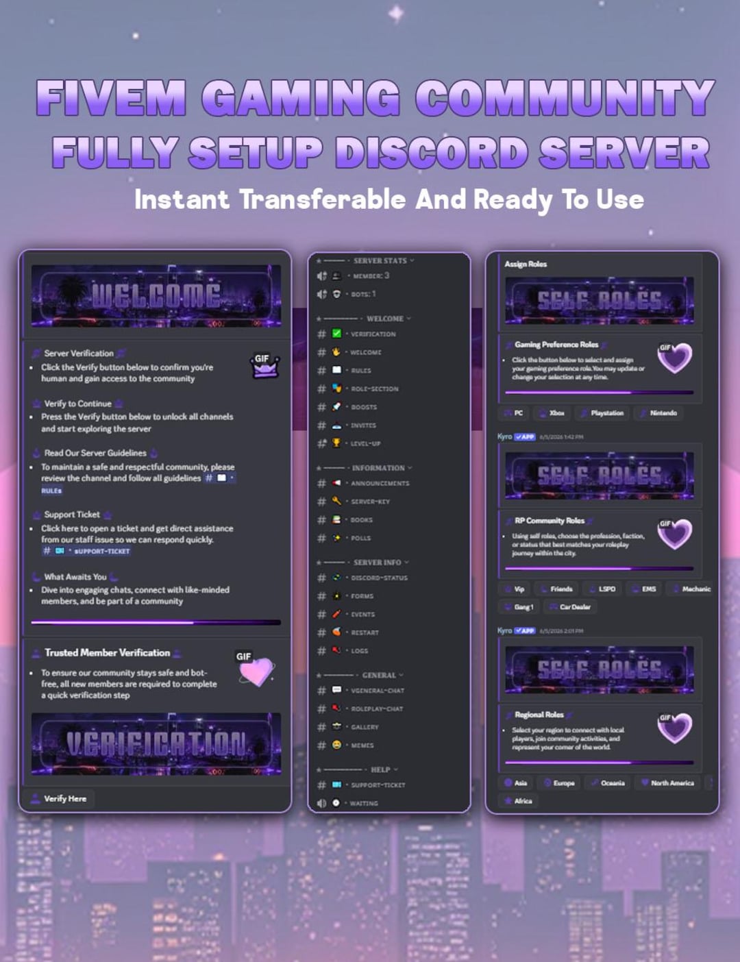 Pre Made Fivem Discord Server | RP Community Setup (instant Transfer ...