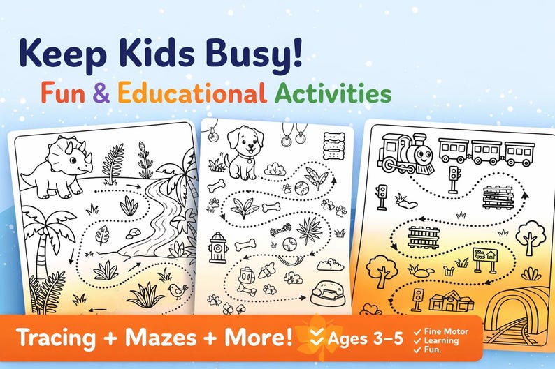 Preschool Tracing Worksheets – Fun Path Activities, Fine Motor Skills ...